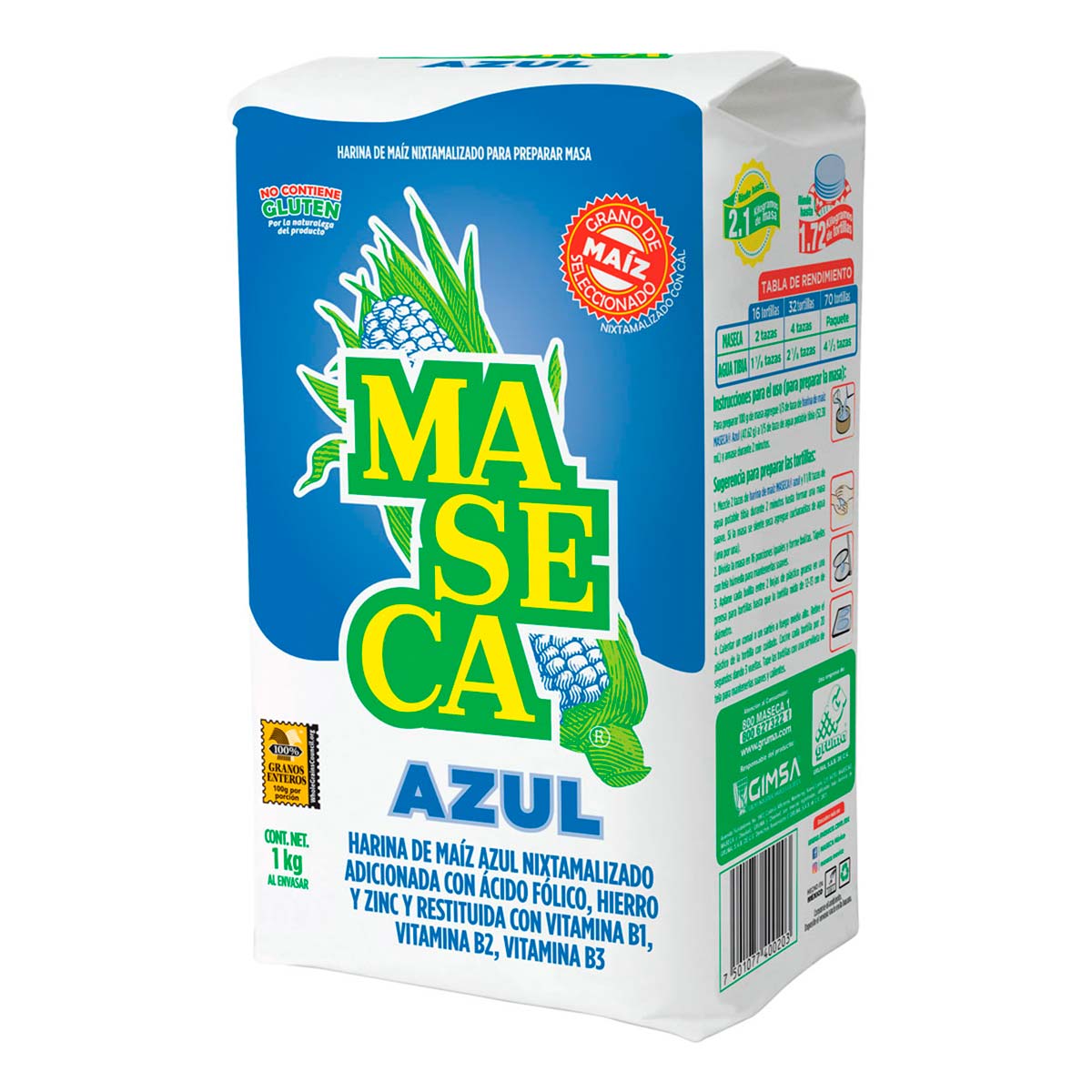 Harina De Maí­z Maseca Azul 1Kg | Chedraui