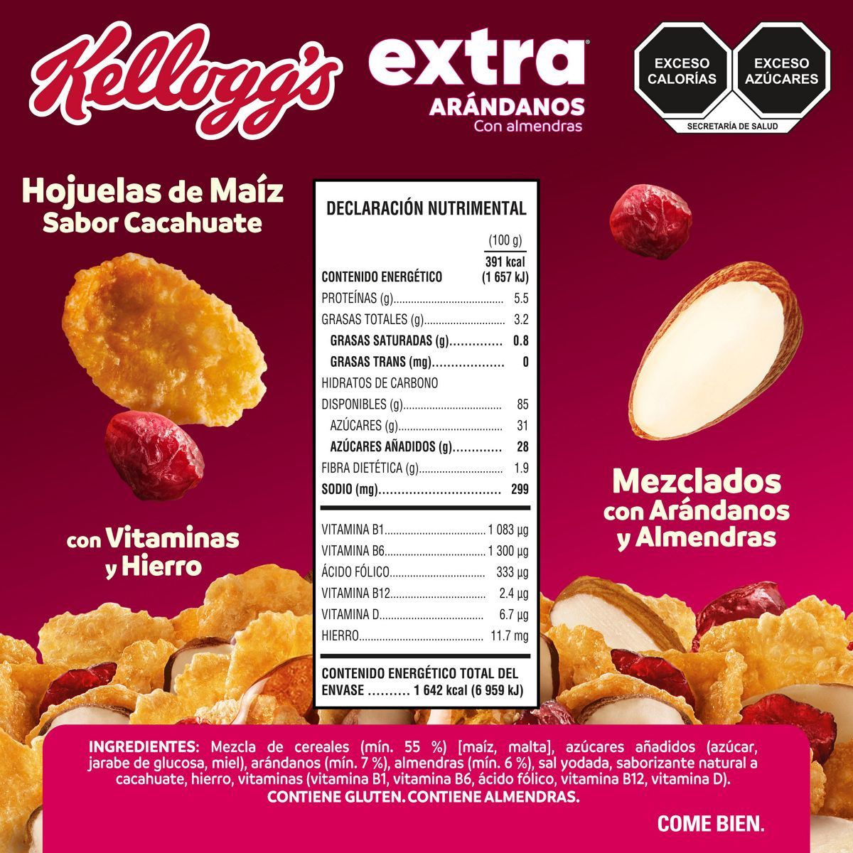 Cereal Kellogg's Extra Sabor Arándanos Con Almendras 420g | Chedraui