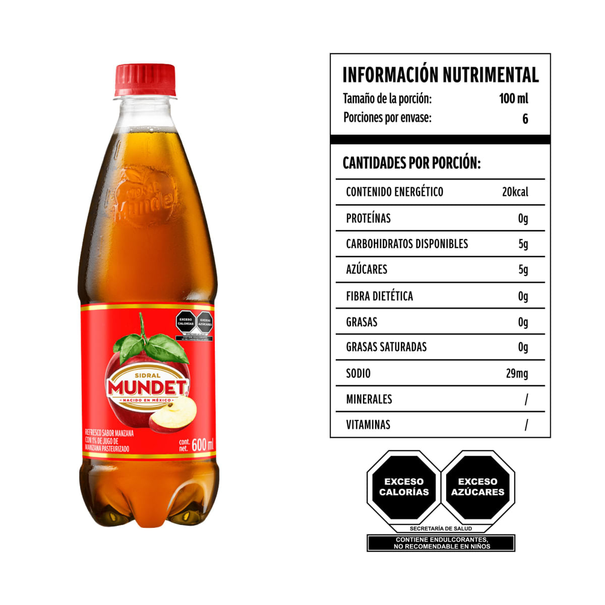 Refresco Sidral Mundet sabor manzana 600ml | Chedraui