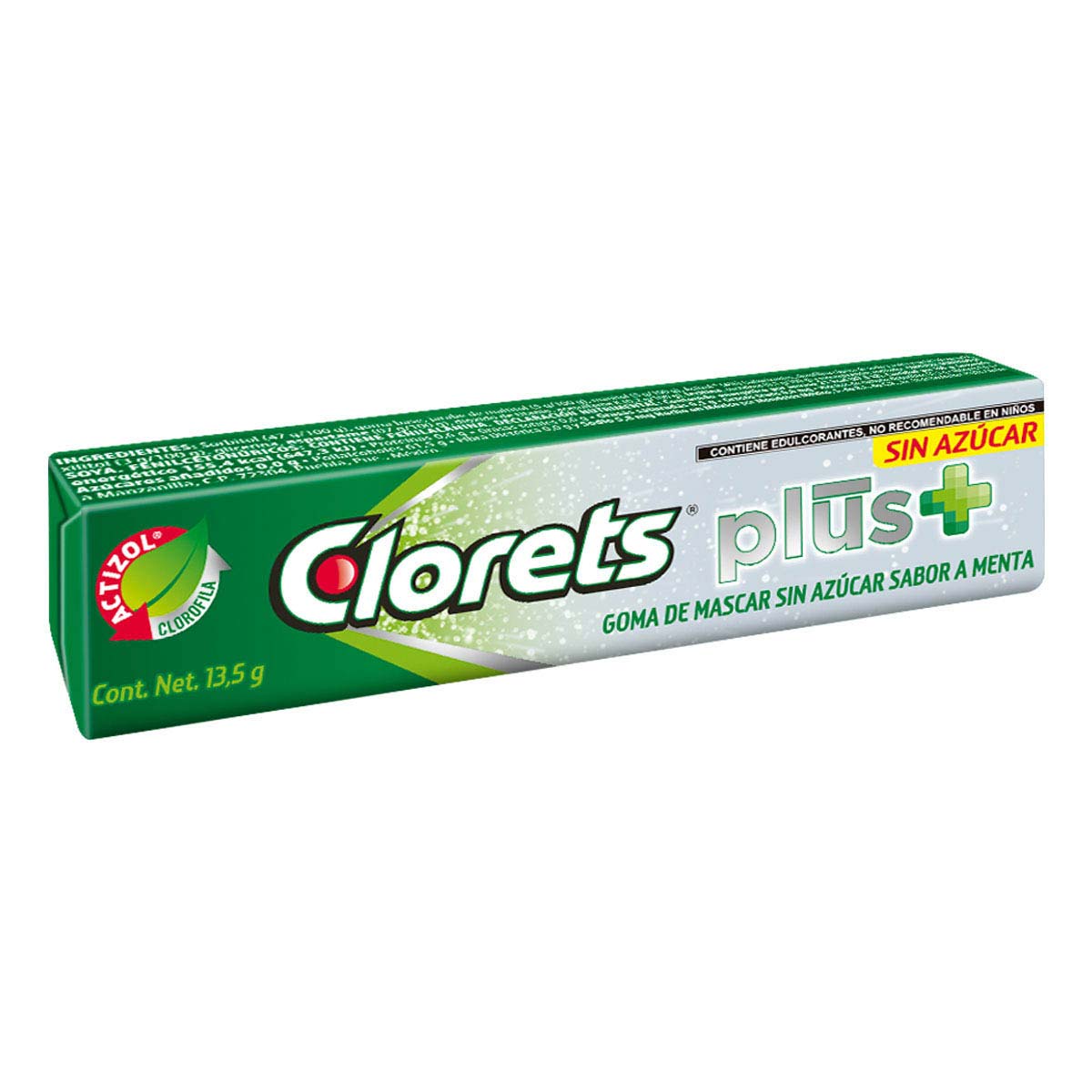 Goma de Mascar Clorets Plus Menta de 13.5g | Chedraui
