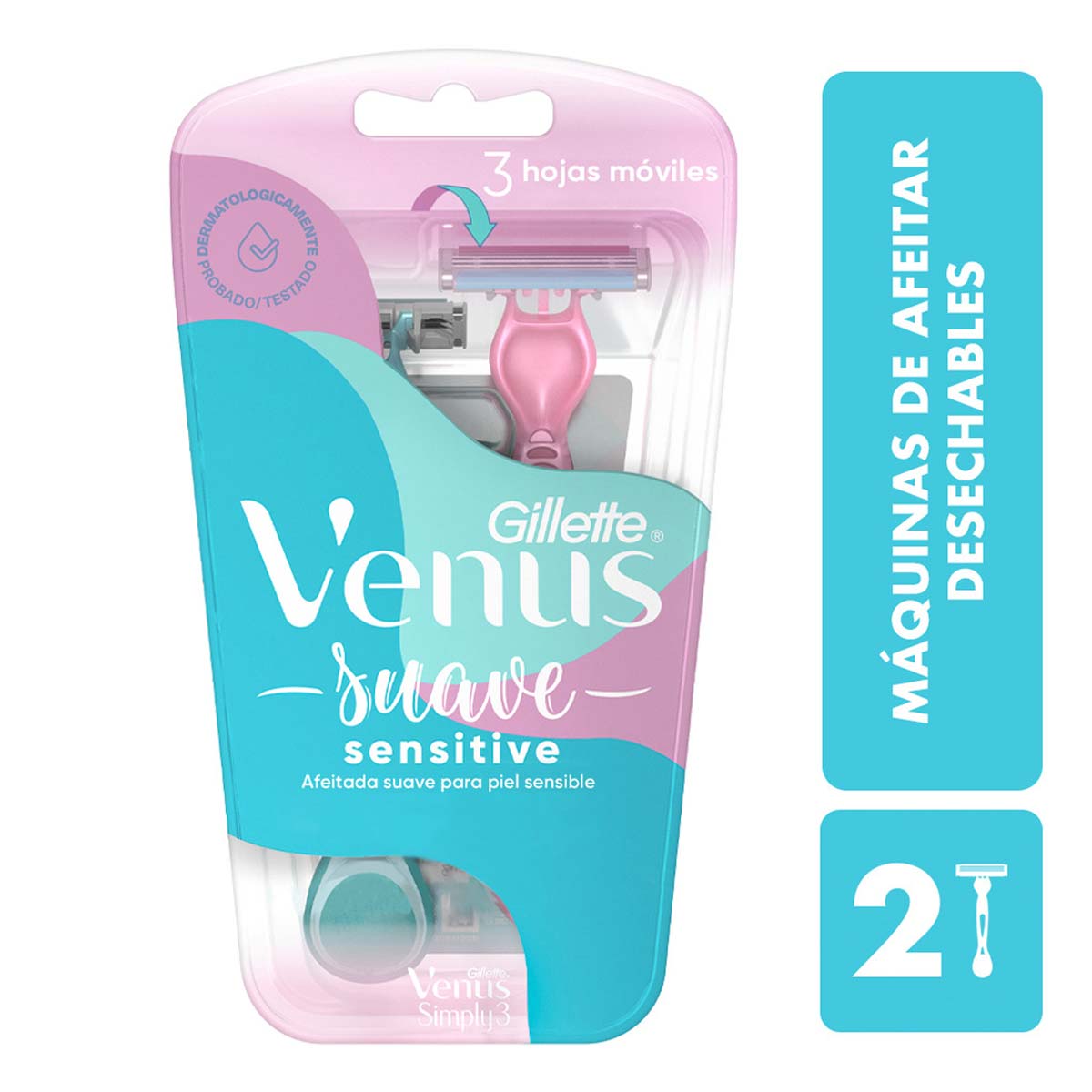 Venus Suave Sensitive Rastrillo Desechable con Skin Elixir 2 Unidades ...
