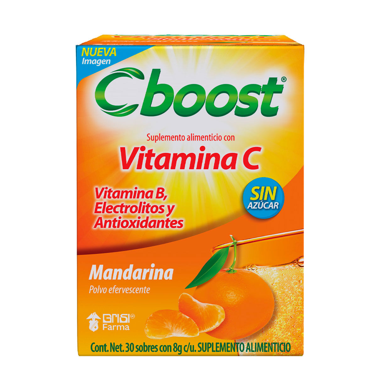 Polvo Efervescente C-Boost Vitamina C Sabor Mandarina 10 Sobres de 8g | Chedraui