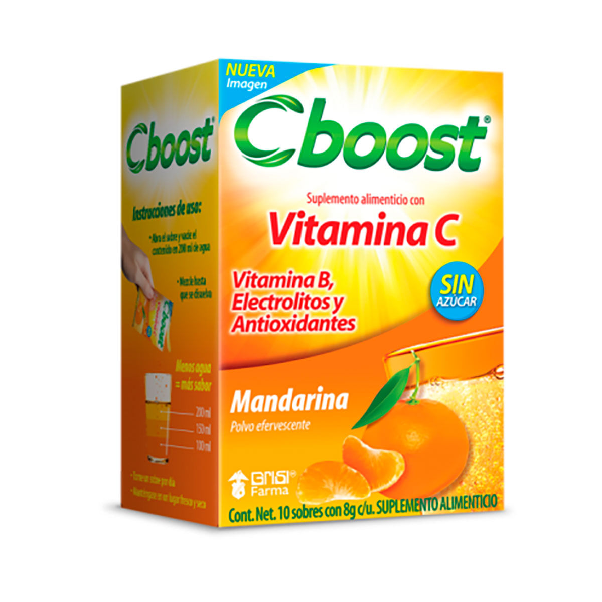 Polvo Efervescente C-Boost Vitamina C Sabor Mandarina 10 Sobres de 8g | Chedraui