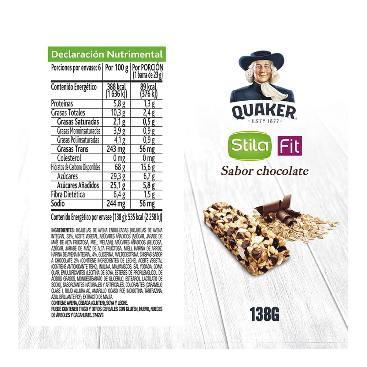 Barras De Avena Quaker Stila Fit Sabor A Chocolate 138g | Chedraui