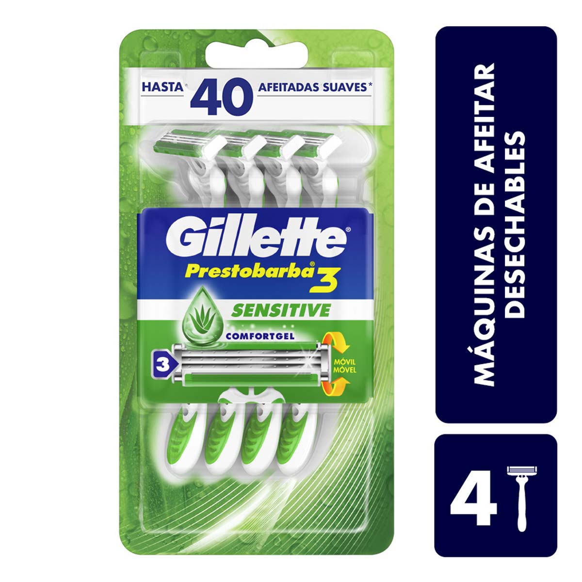 Rastrillos Desechables Gillette Prestobarba3 Sensitive 4 Unidades ...