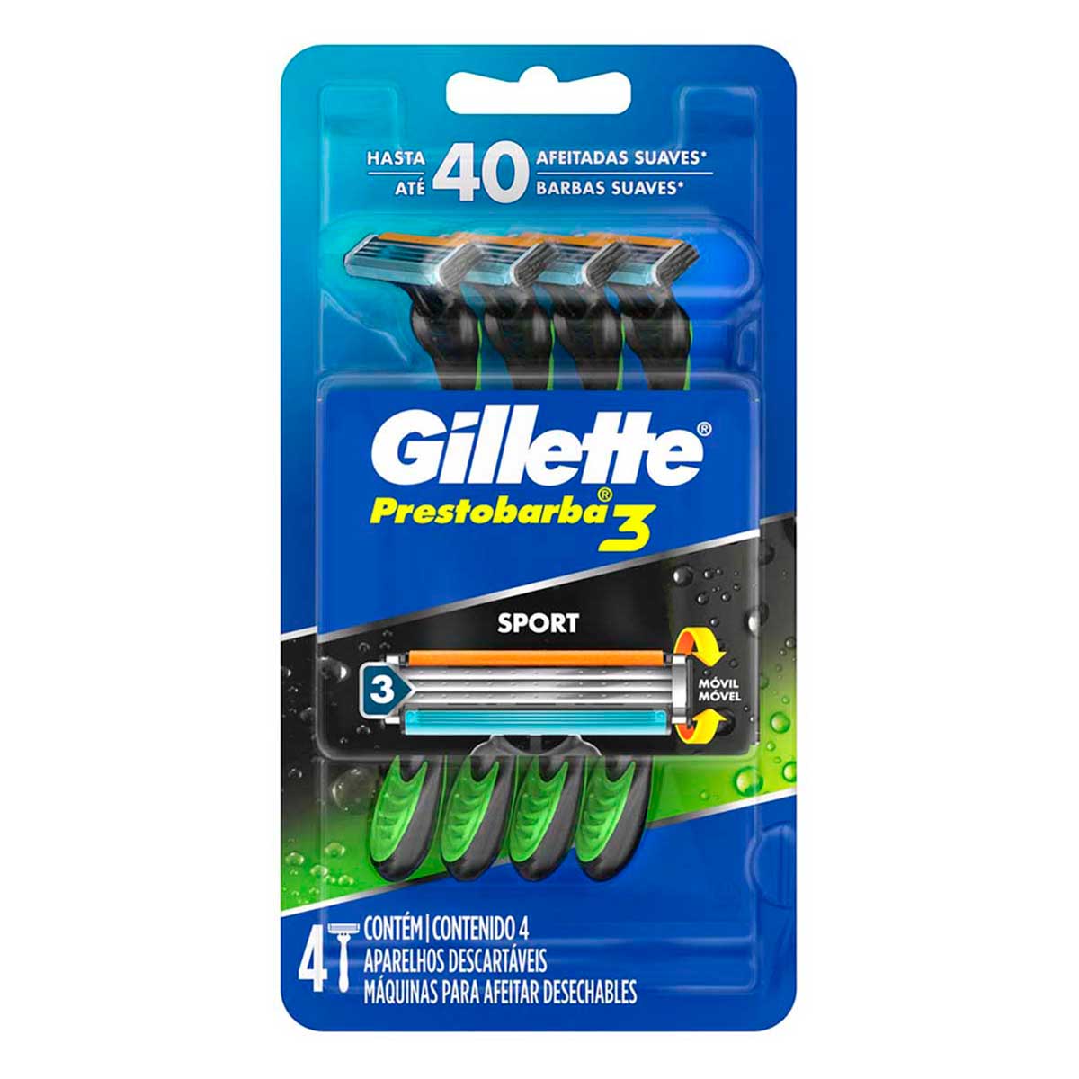Rastrillos Desechables Gillette Prestobarba3 Body 4 Unidades | Chedraui