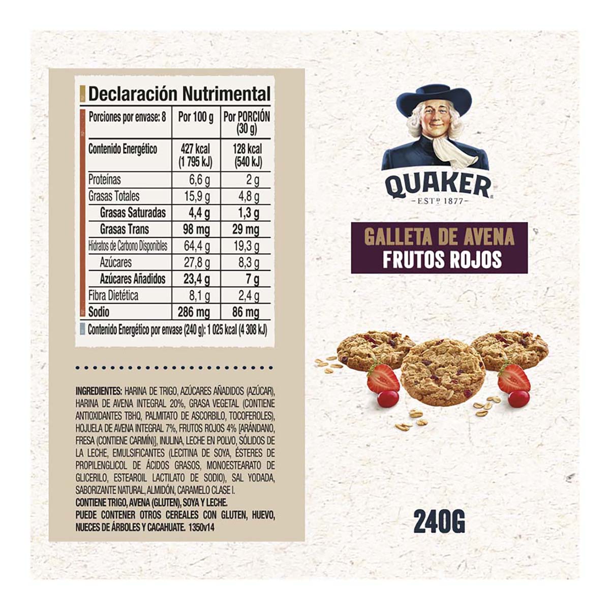 Galletas De Avena Quaker Frutos Rojos 6 Paquetes 240g | Chedraui