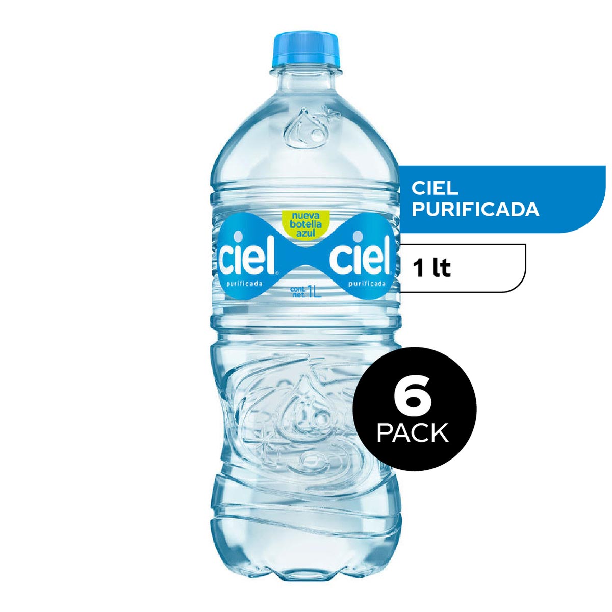 Agua Natural Purificada Ciel 6 Botellas de 1L c/u | Chedraui