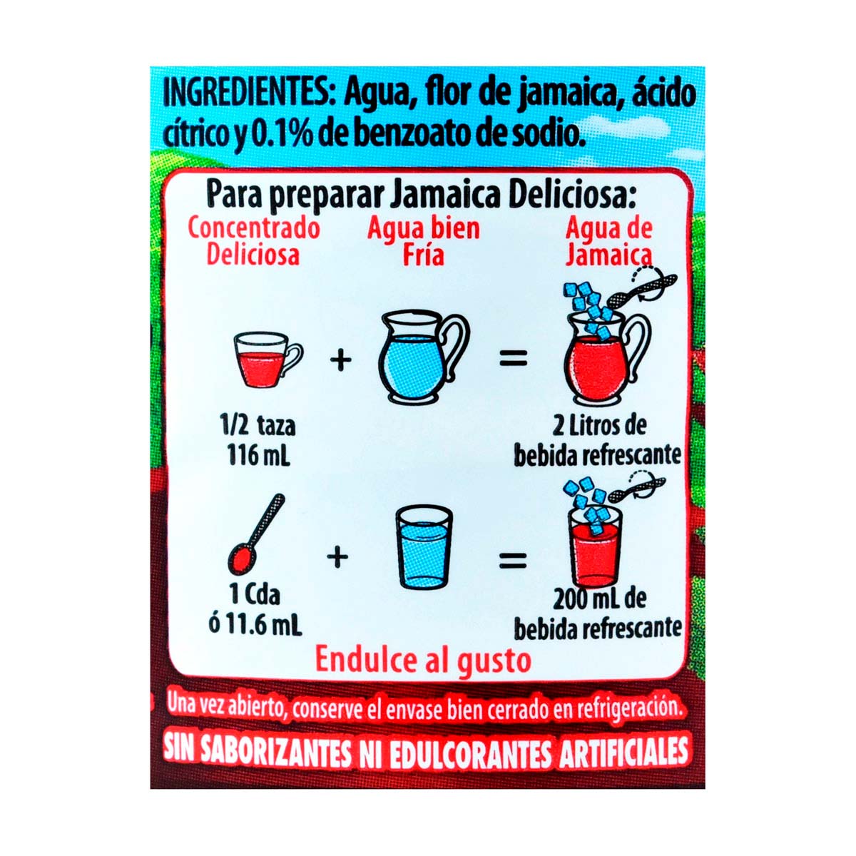 Concentrado Deliciosa de Jamaica sin Azúcar 700ml | Chedraui