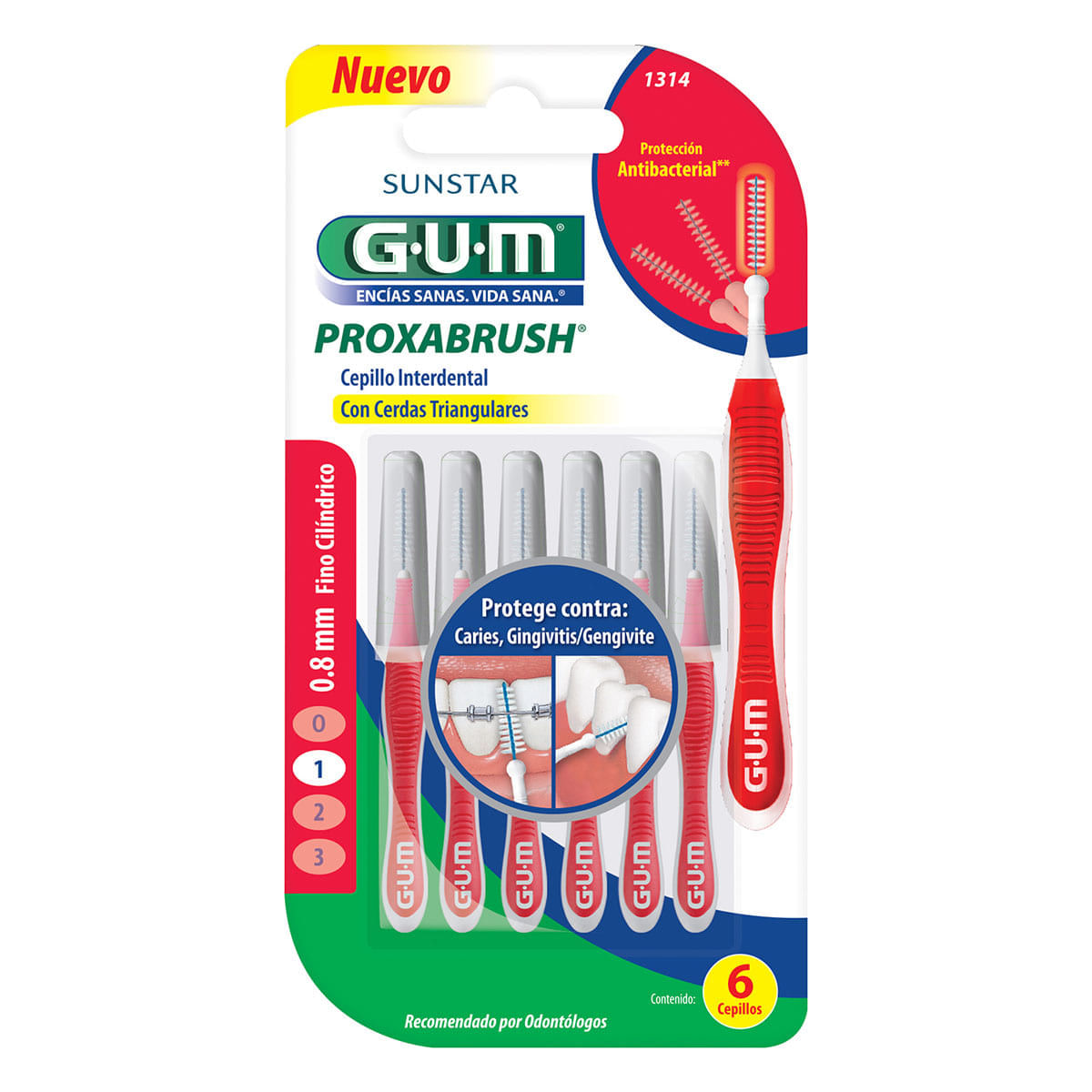 Cepillo Interdental GUM Proxabrush 0.8 mm 6 Cepillos | Chedraui