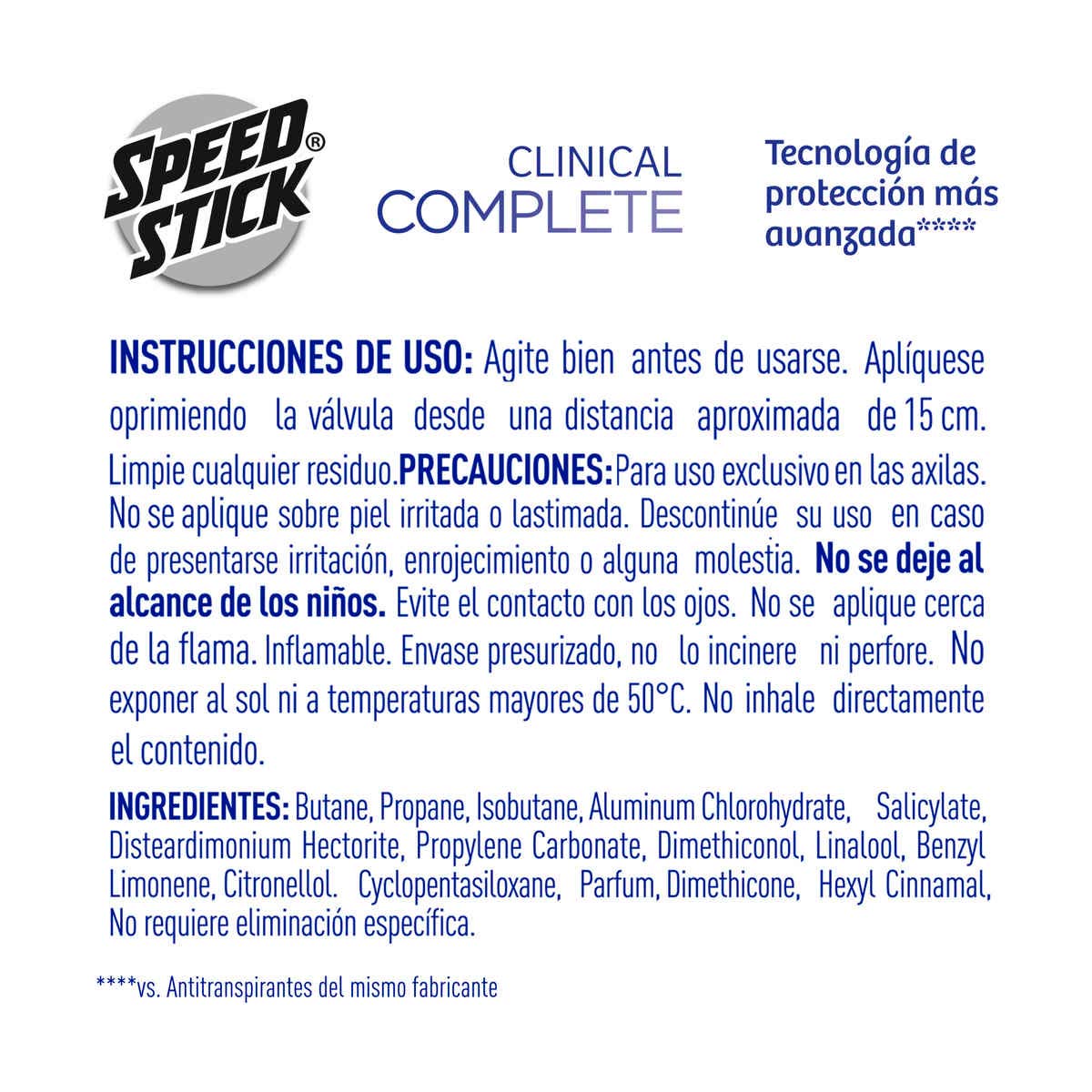 Antitranspirante Speed Stick Clinical Complete Antibacterial en Aerosol ...