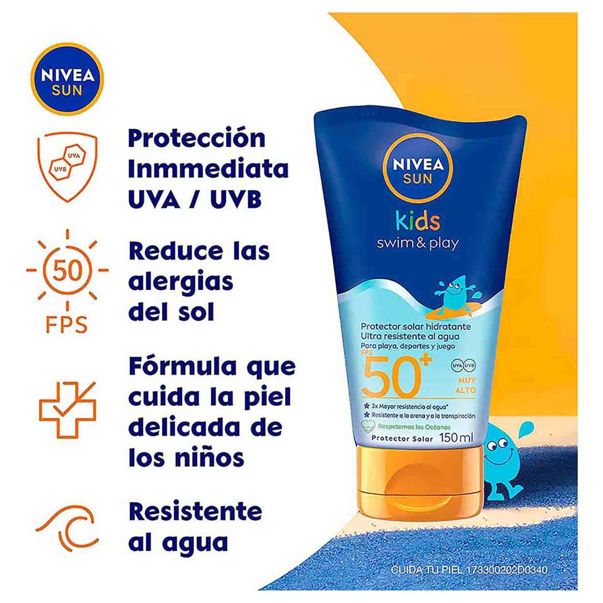 Protector Solar Infantil NIVEA SUN Swim & Play FPS 50+ 150ml | Chedraui