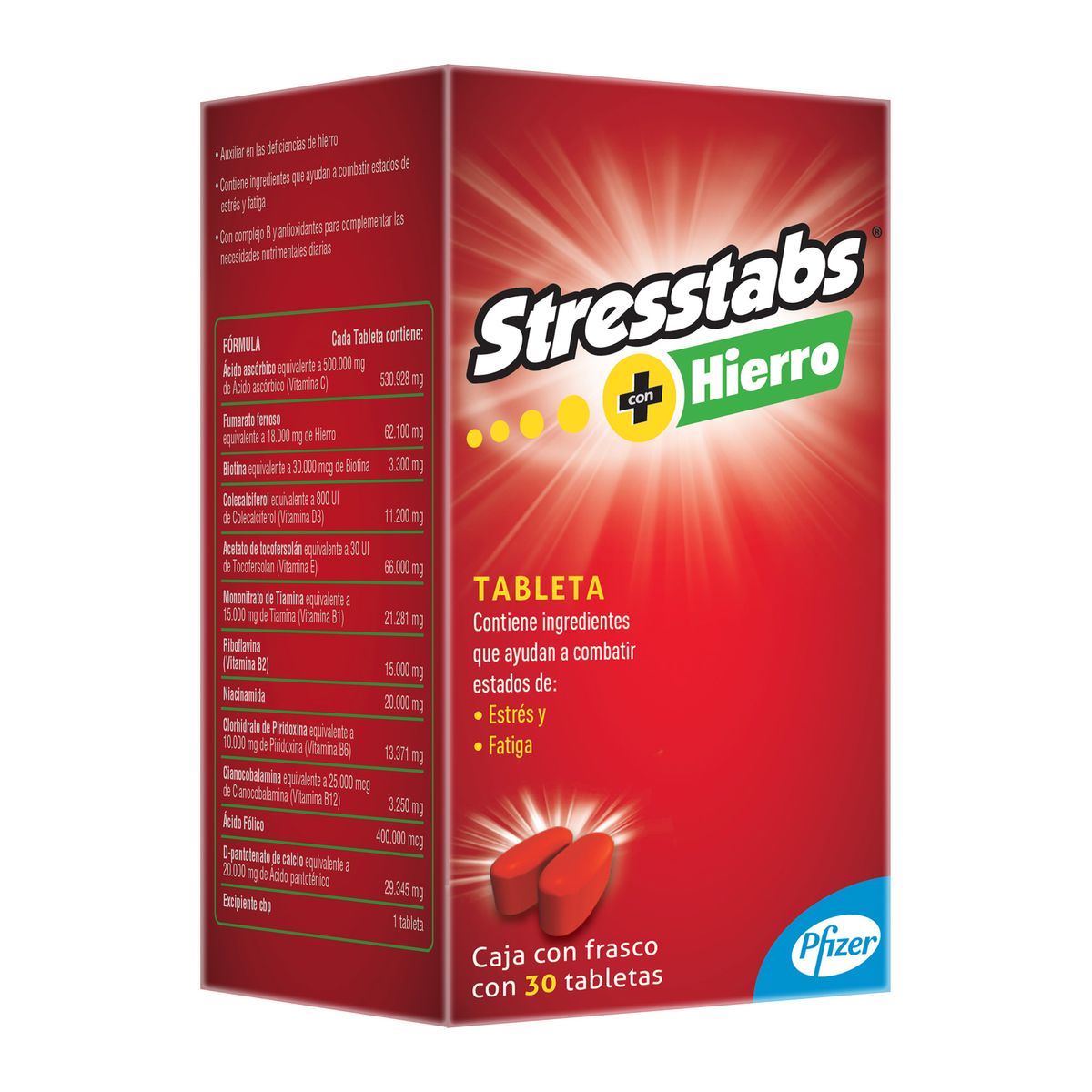 Stresstabs Multivitamínico con Hierro Frasco con 30 Tabletas | Chedraui