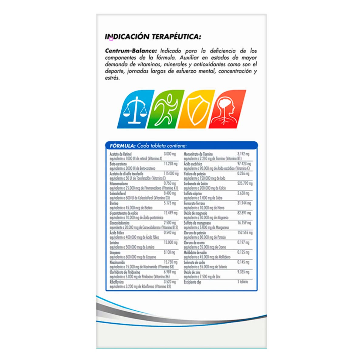 Tabletas Centrum Multivitamínico Balance Frasco con 60 Tabletas | Chedraui