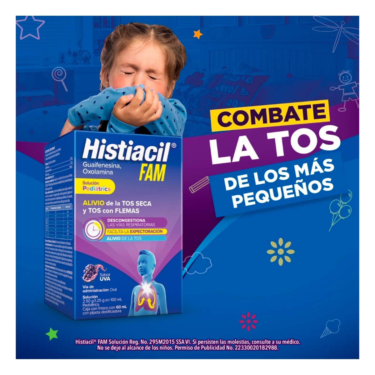 Jarabe Histiacil FAM Solución Pediátrica Sabor Uva 60ml | Chedraui