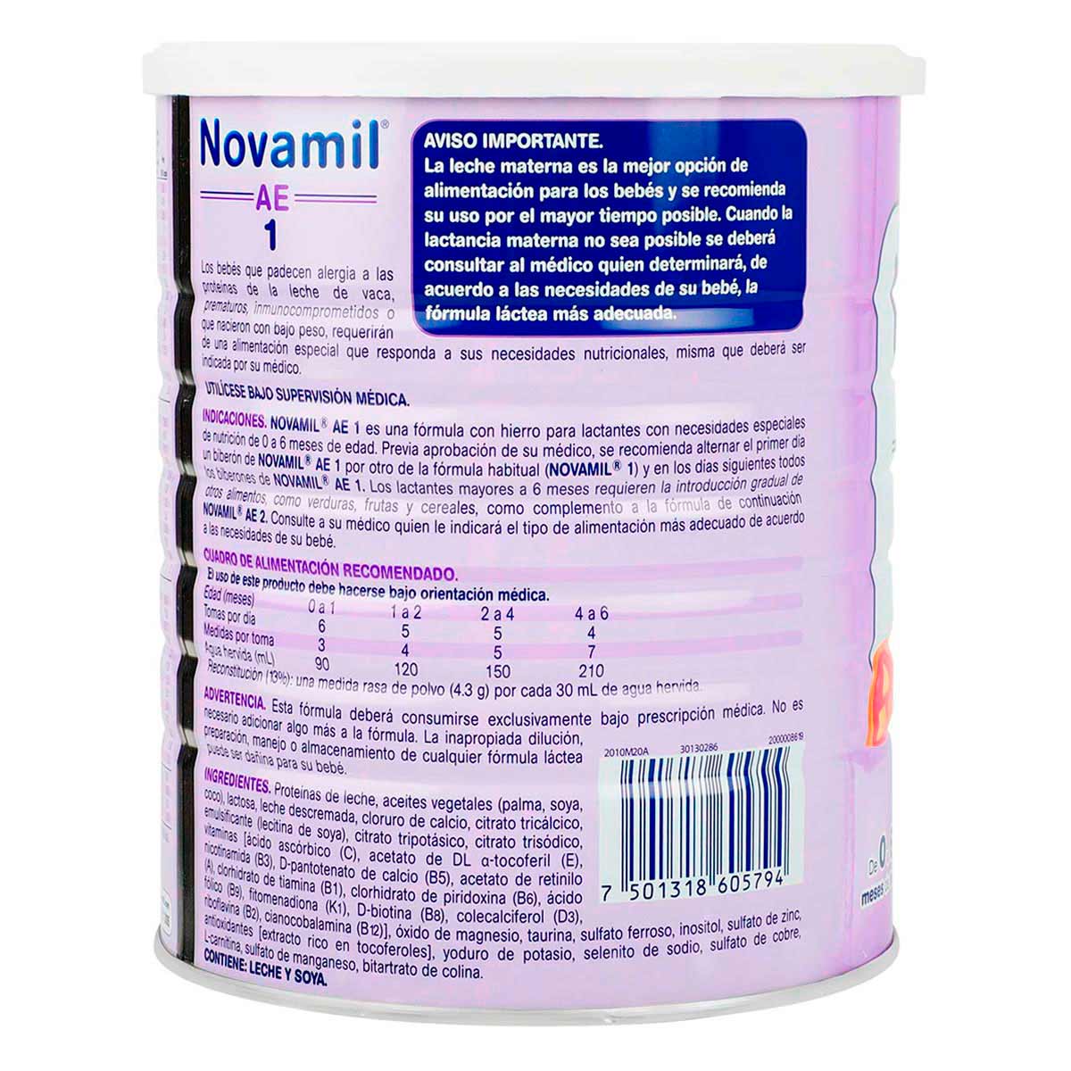 Fórmula Infantil Novamil AE Etapa 1 Lata con 800g | Chedraui