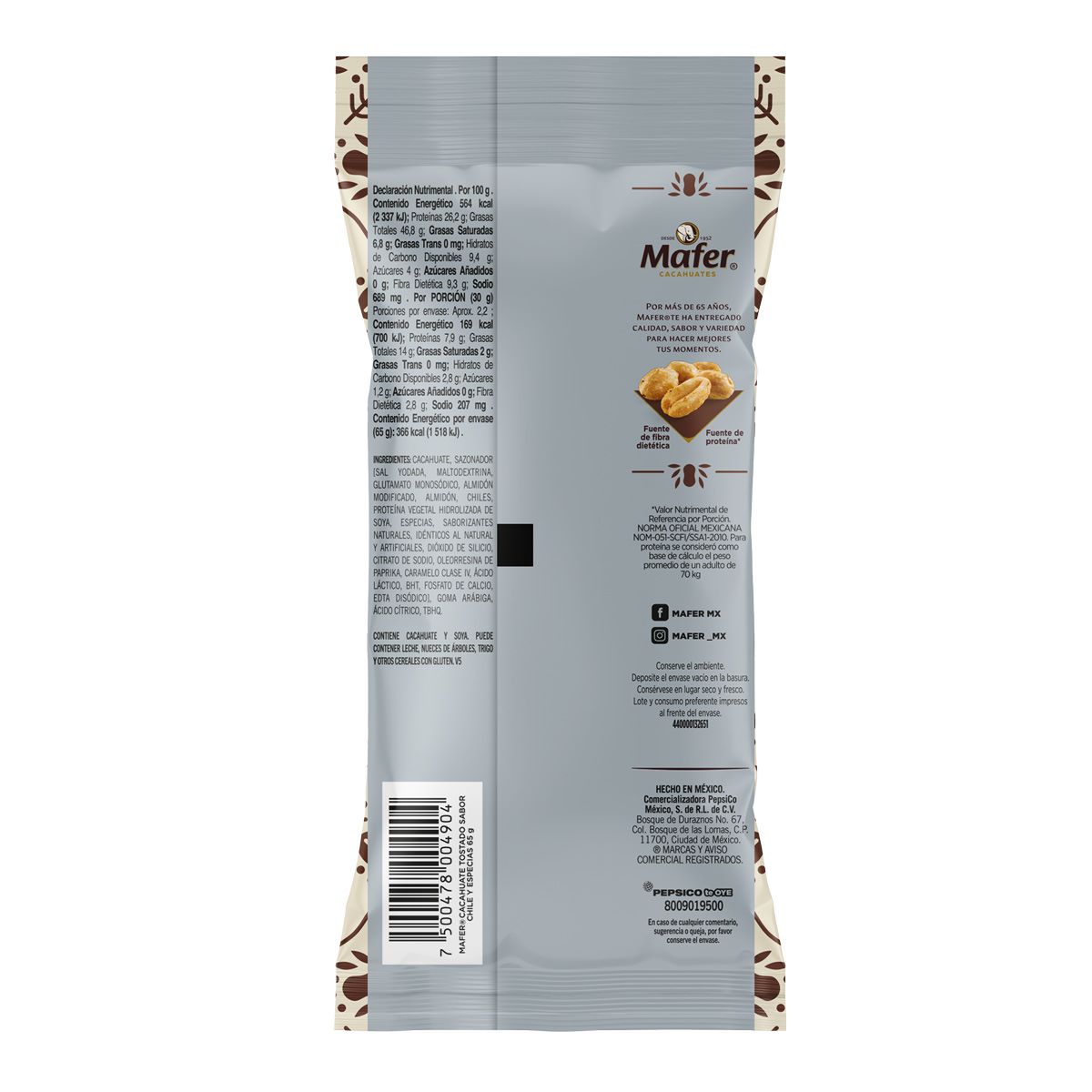 Cacahuate Tostado Sazonado Mafer 65g | Chedraui