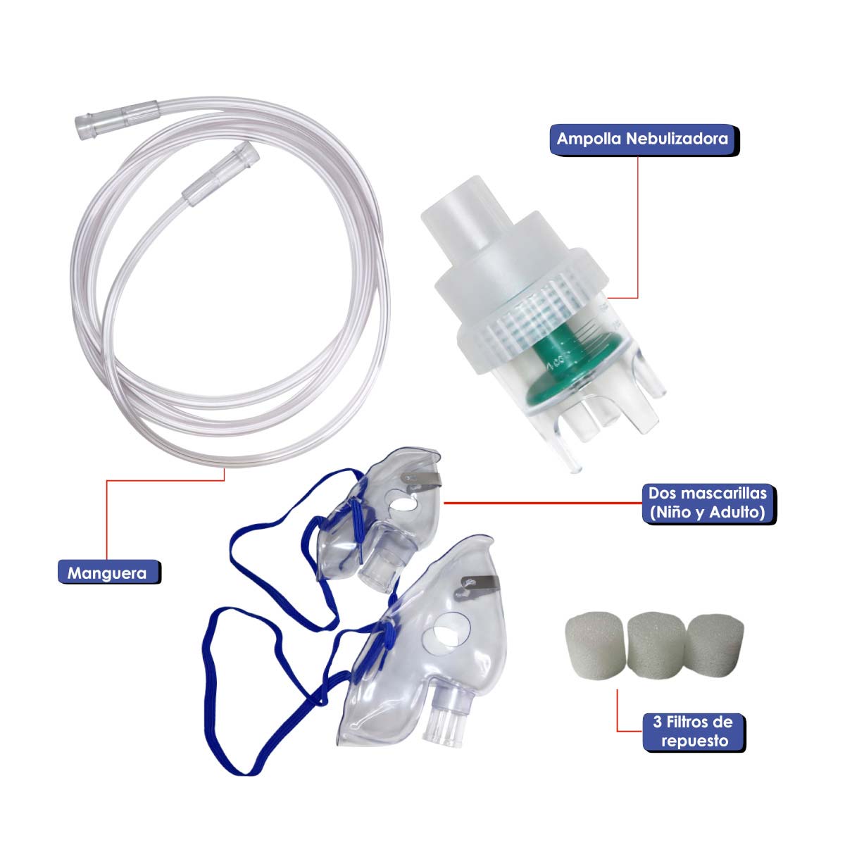 Nebulizador de compresor Nebucor P-103 Adulto/ Infantil 1 Pieza | Chedraui