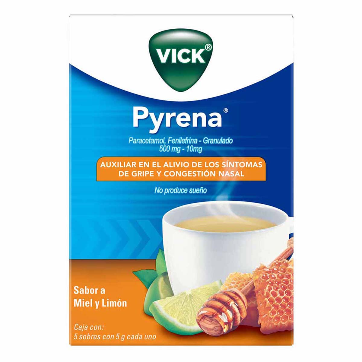 Granulado Vick Pyrena Antigripal Miel y Limón Caja con 5 Sobres | Chedraui