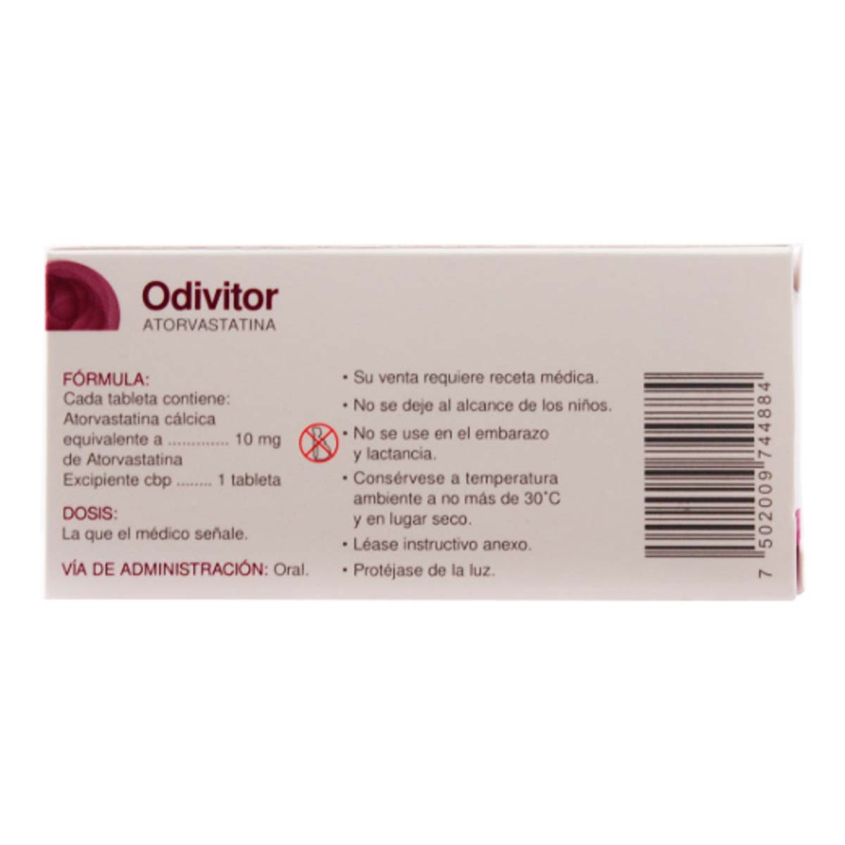 Tabletas Odivitor Atorvastatina Caja con 20 Tabletas de 10mg | Chedraui