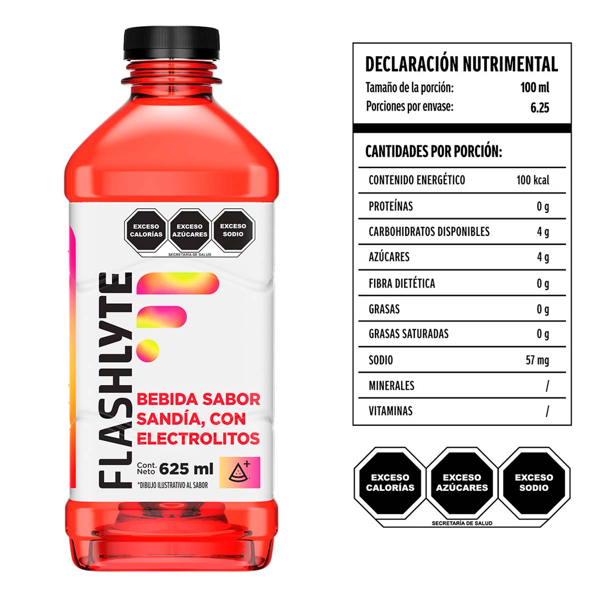 Suero Flashlyte Sandia 625ml | Chedraui