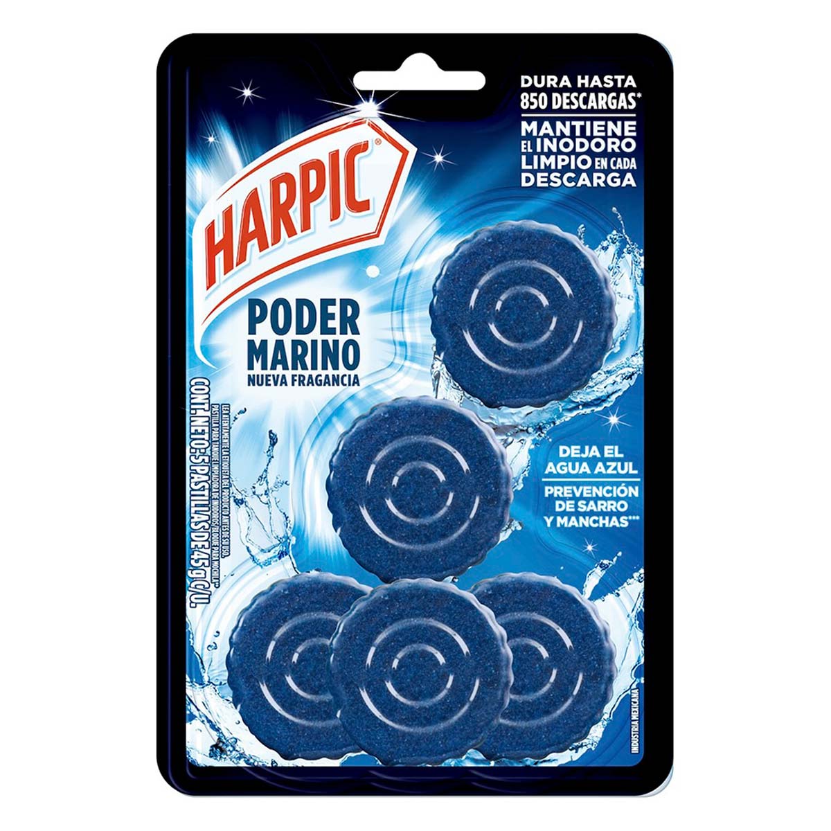 Pastilla Sanitaria Harpic Azul 5 Pastillas 45g | Chedraui
