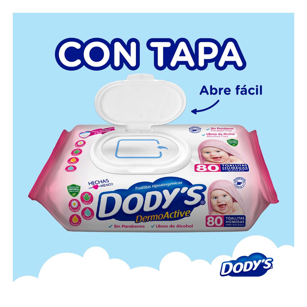 Toallitas Húmedas para Bebé Dody's Dermoactive Rosa 80 Toallitas | Chedraui