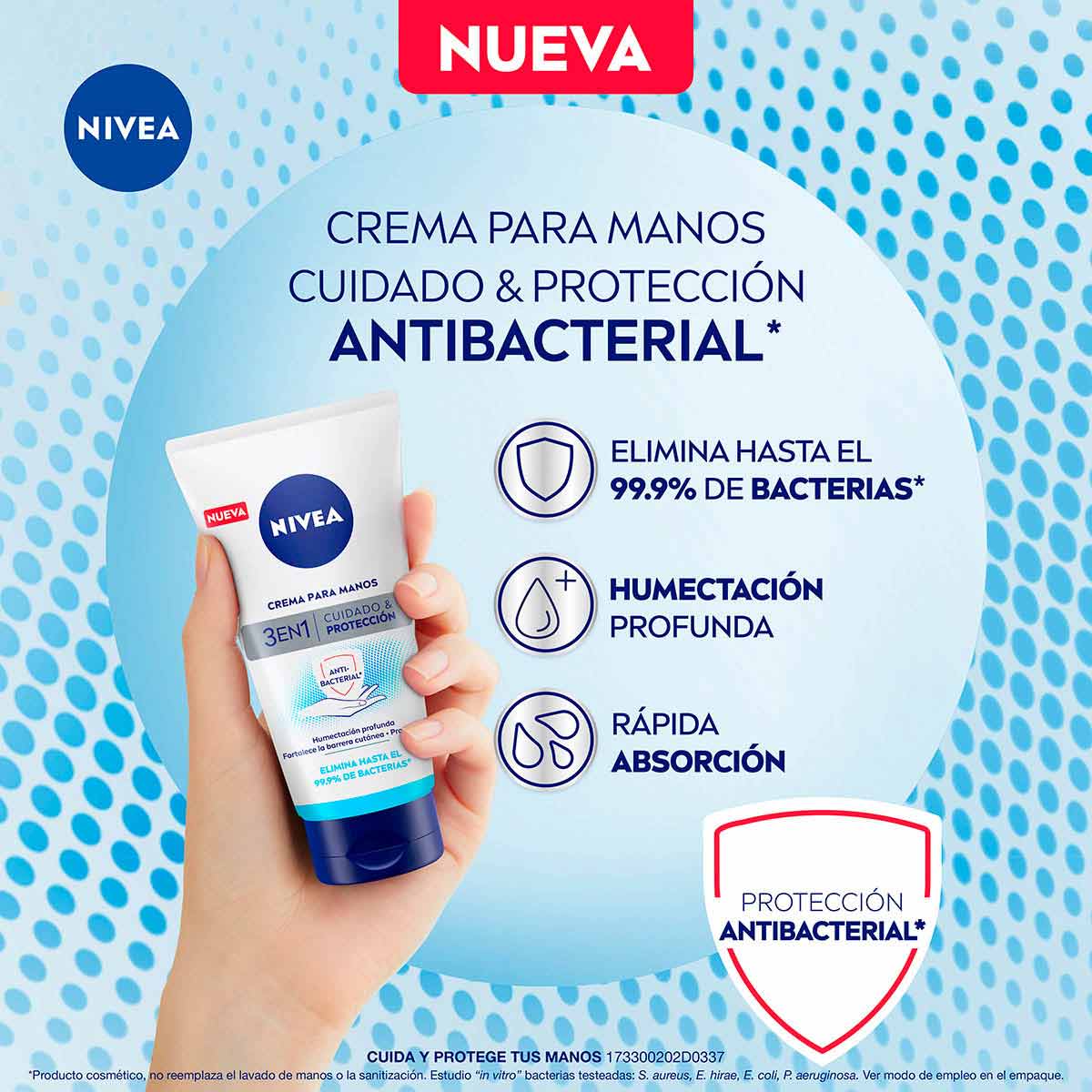 Crema para Manos Humectante Antibacterial NIVEA 3 en1 Cuidado ...