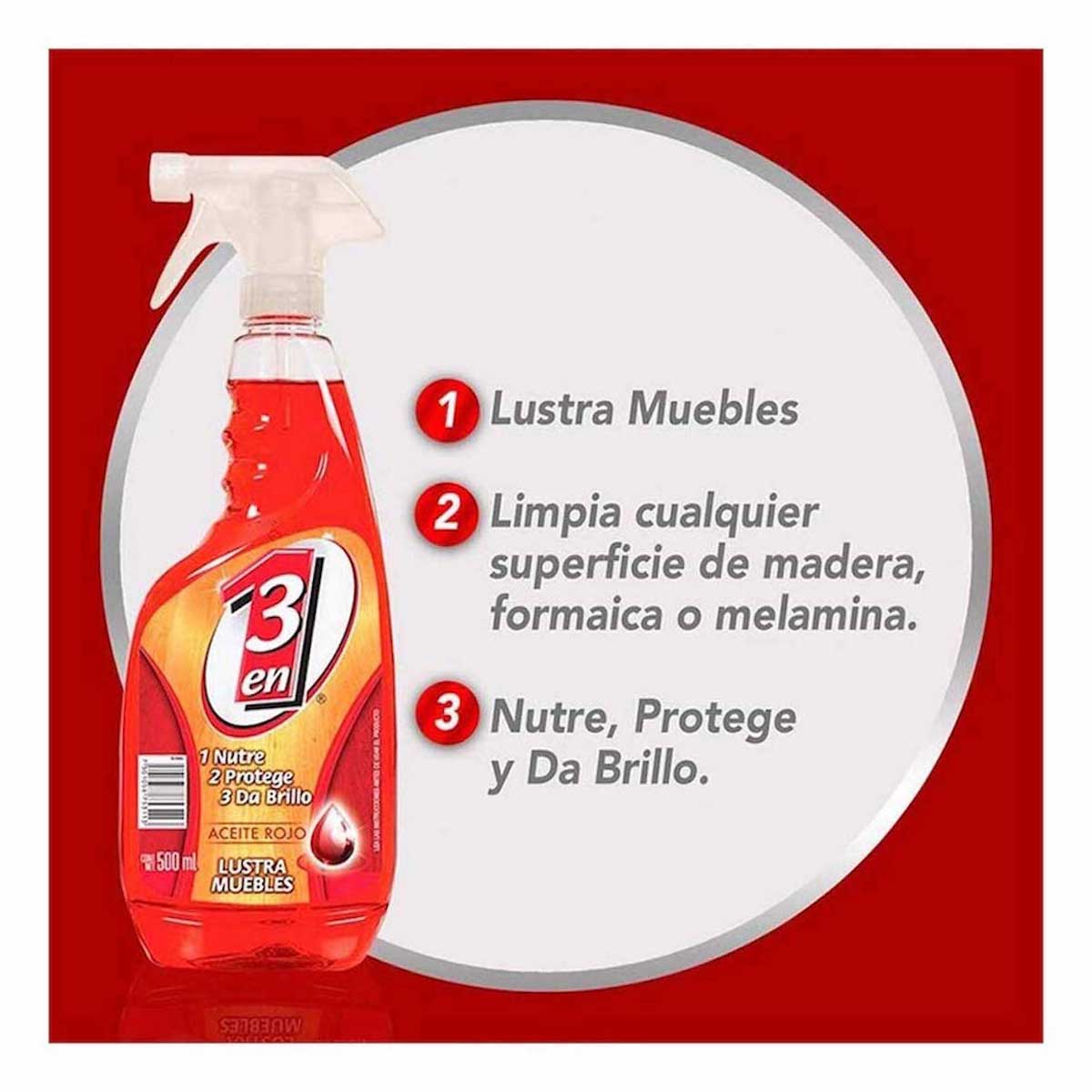 Lustrador de Muebles en Atomizador 3 en 1 Aceite Rojo 500ml | Chedraui