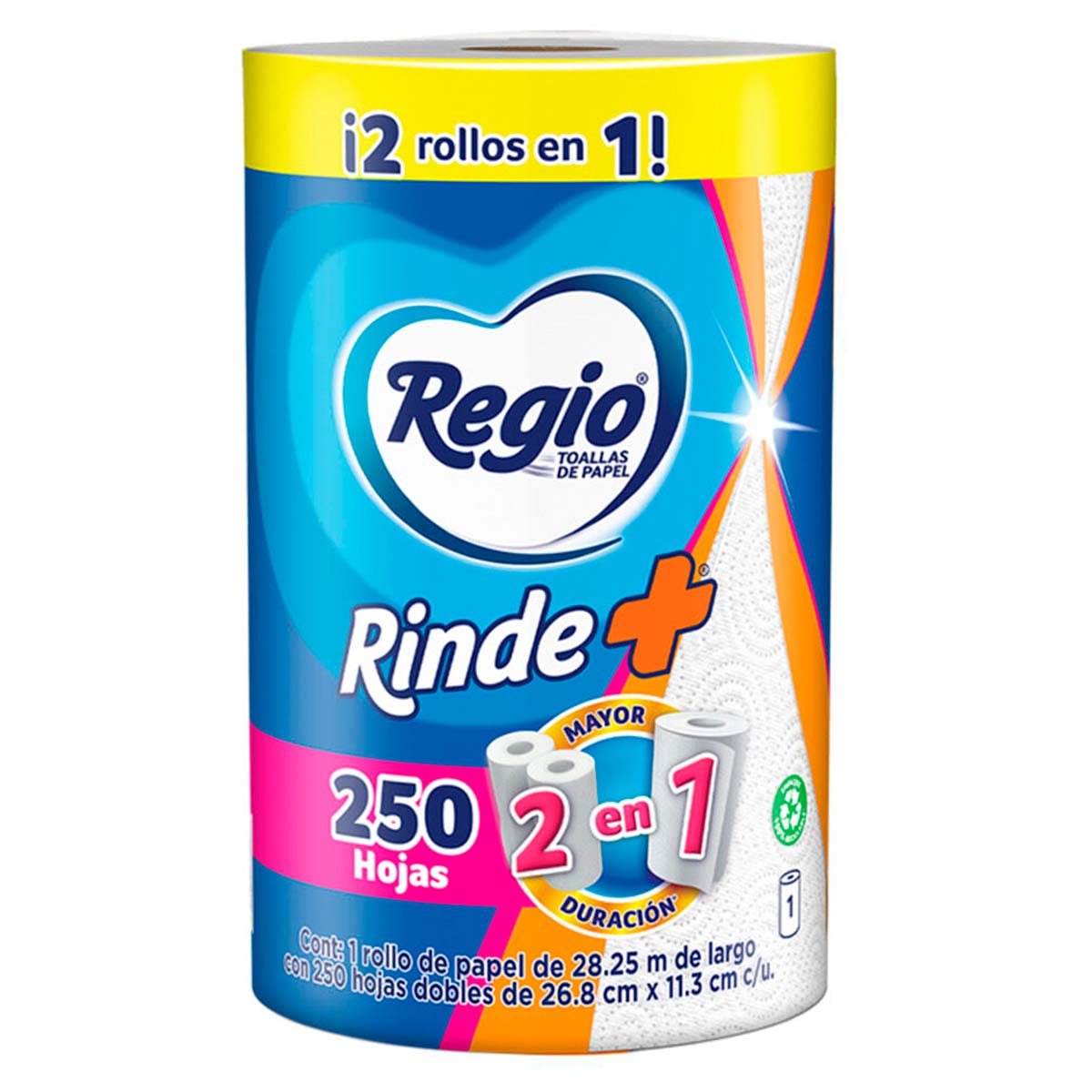 Toallas de Papel Regio Rinde Más 1 Rollo con 250 Hojas Dobles | Chedraui