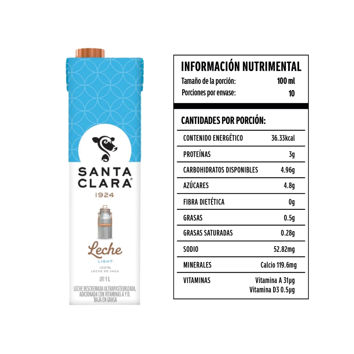 Leche Santa Clara Light 1L | Chedraui