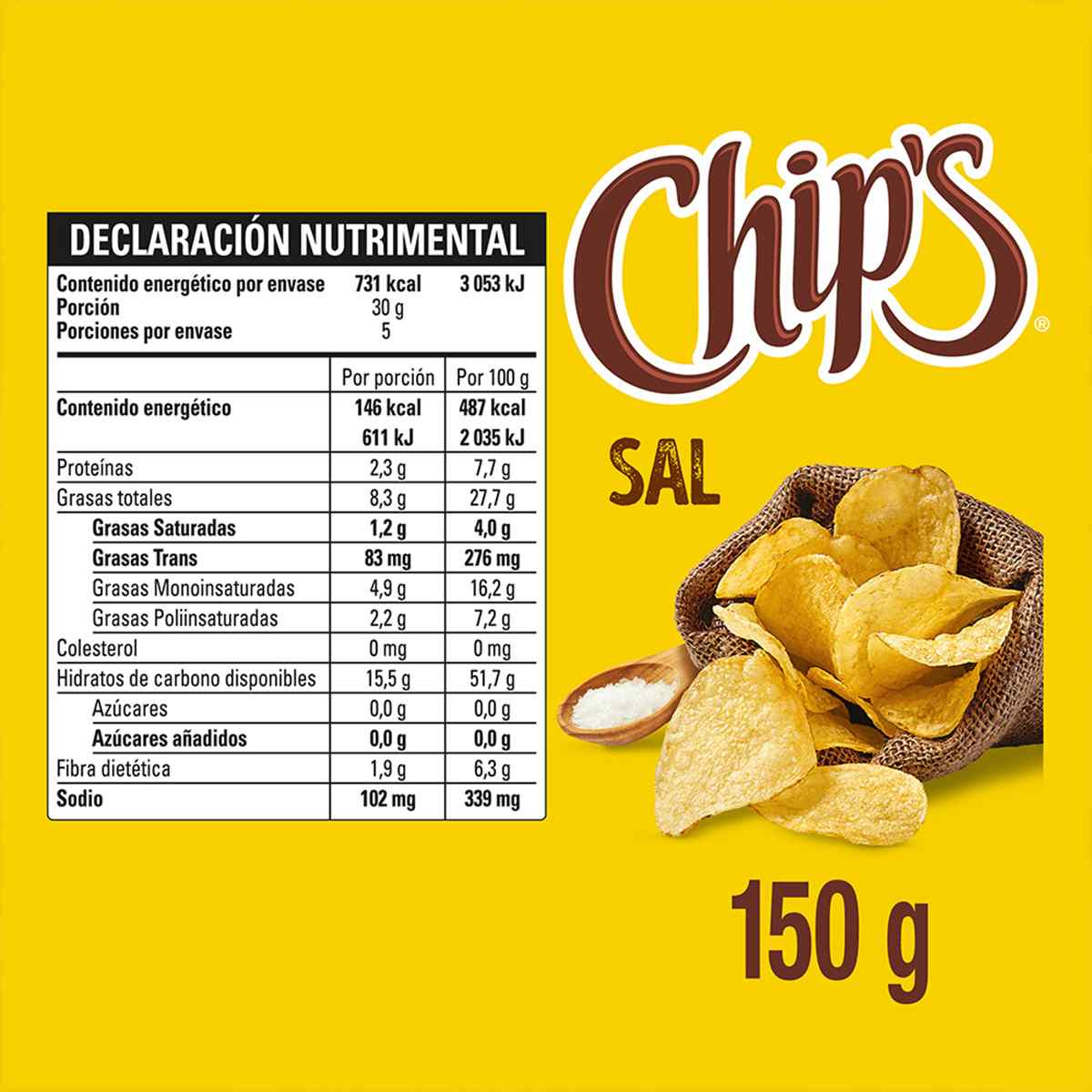 Papas Barcel Chip's Sal de Mar 150g | Chedraui