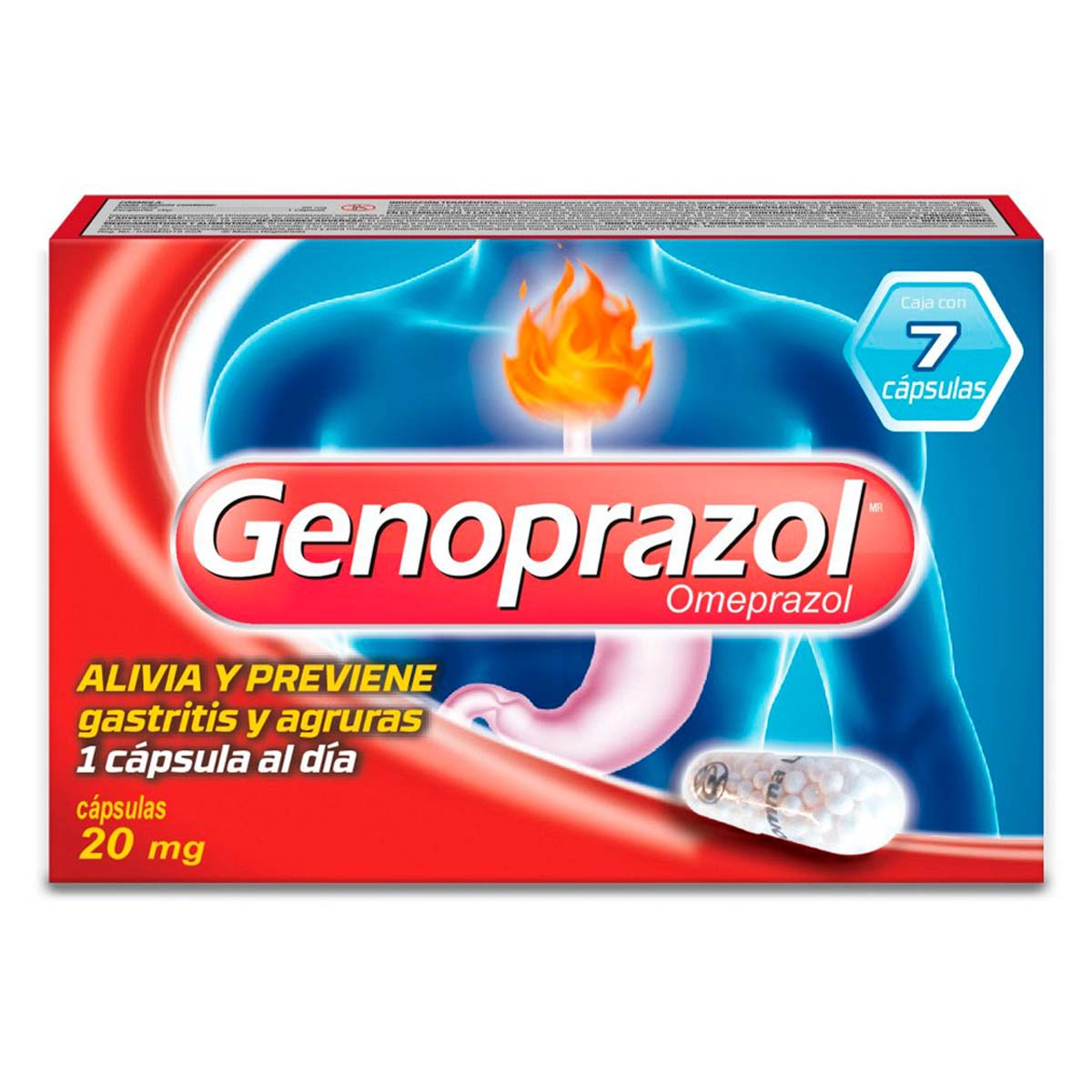 Cápsulas Genoprazol Alivio para la Gastritis 7 Cápsulas | Chedraui