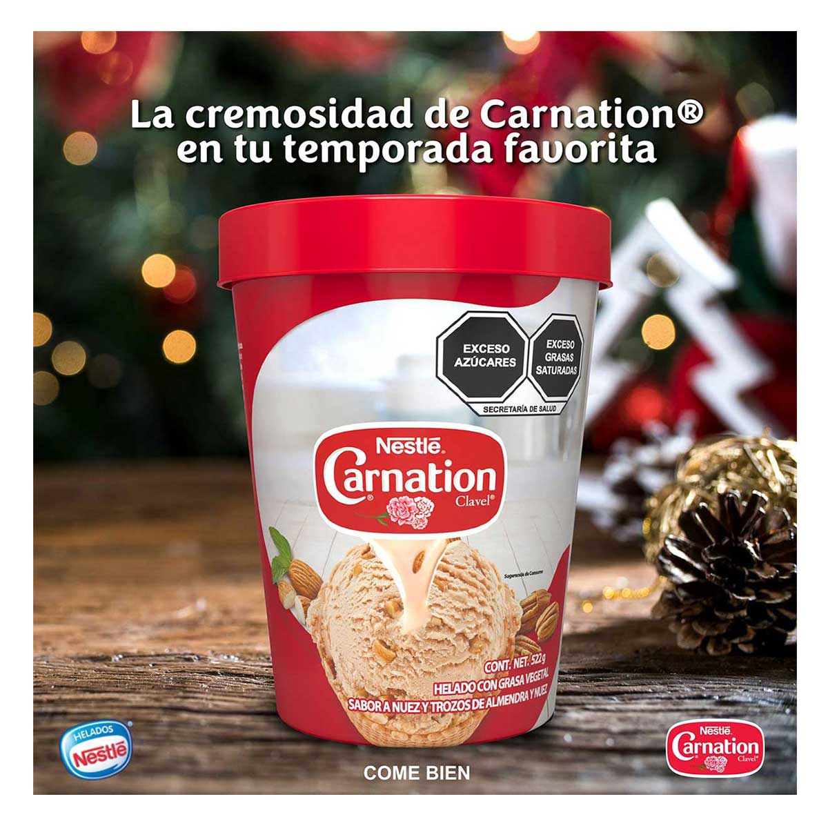 Helado Nestlé Carnation Clavel con trozos de Almendra y Nuez 522g ...
