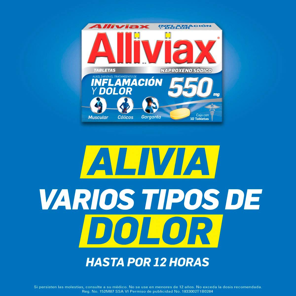 Alliviax 20 Tabletas Alivia Dolor e Inflamación Naproxeno 550 Mg | Chedraui