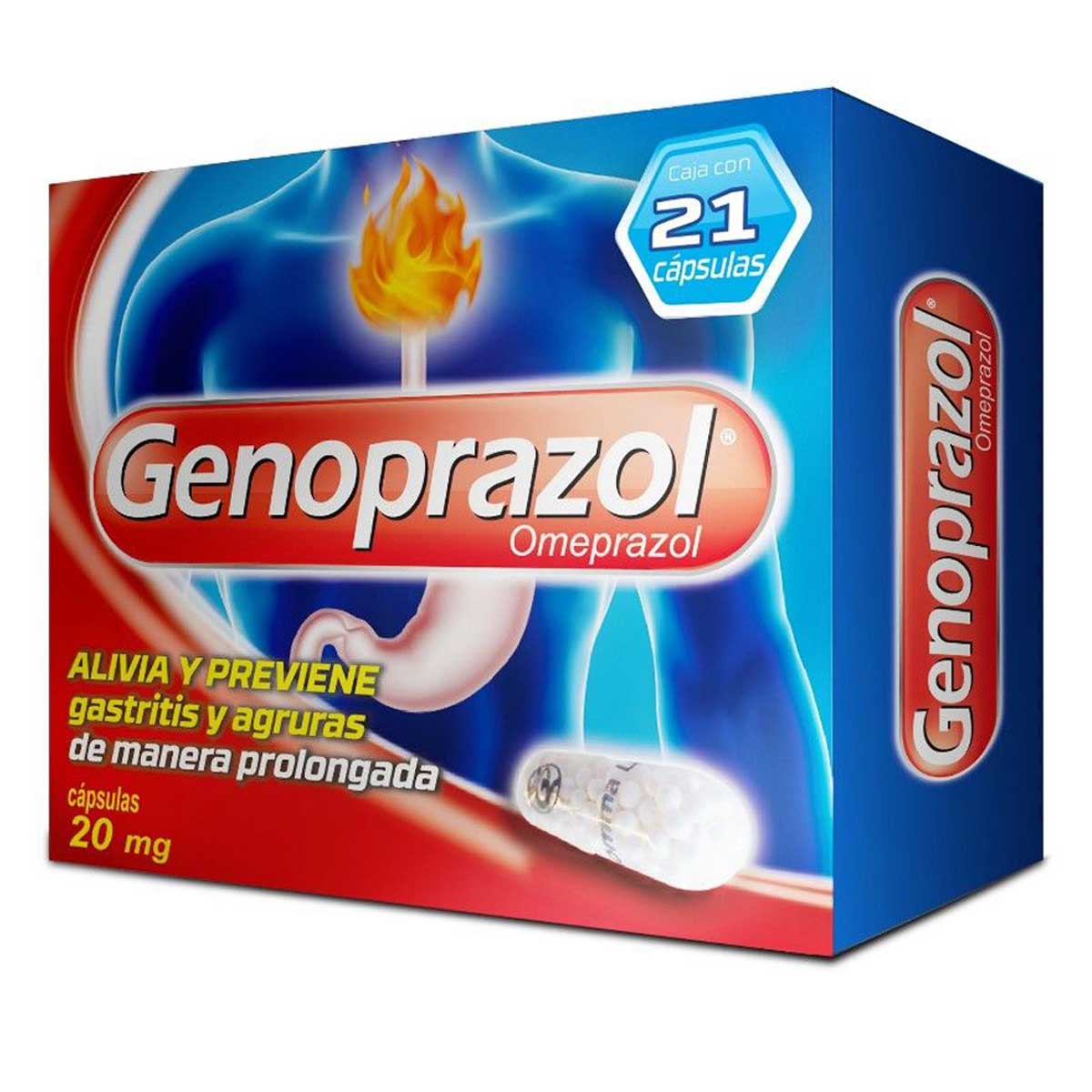Cápsulas Genoprazol Alivio para la Gastritis Caja con 21 Cápsulas ...