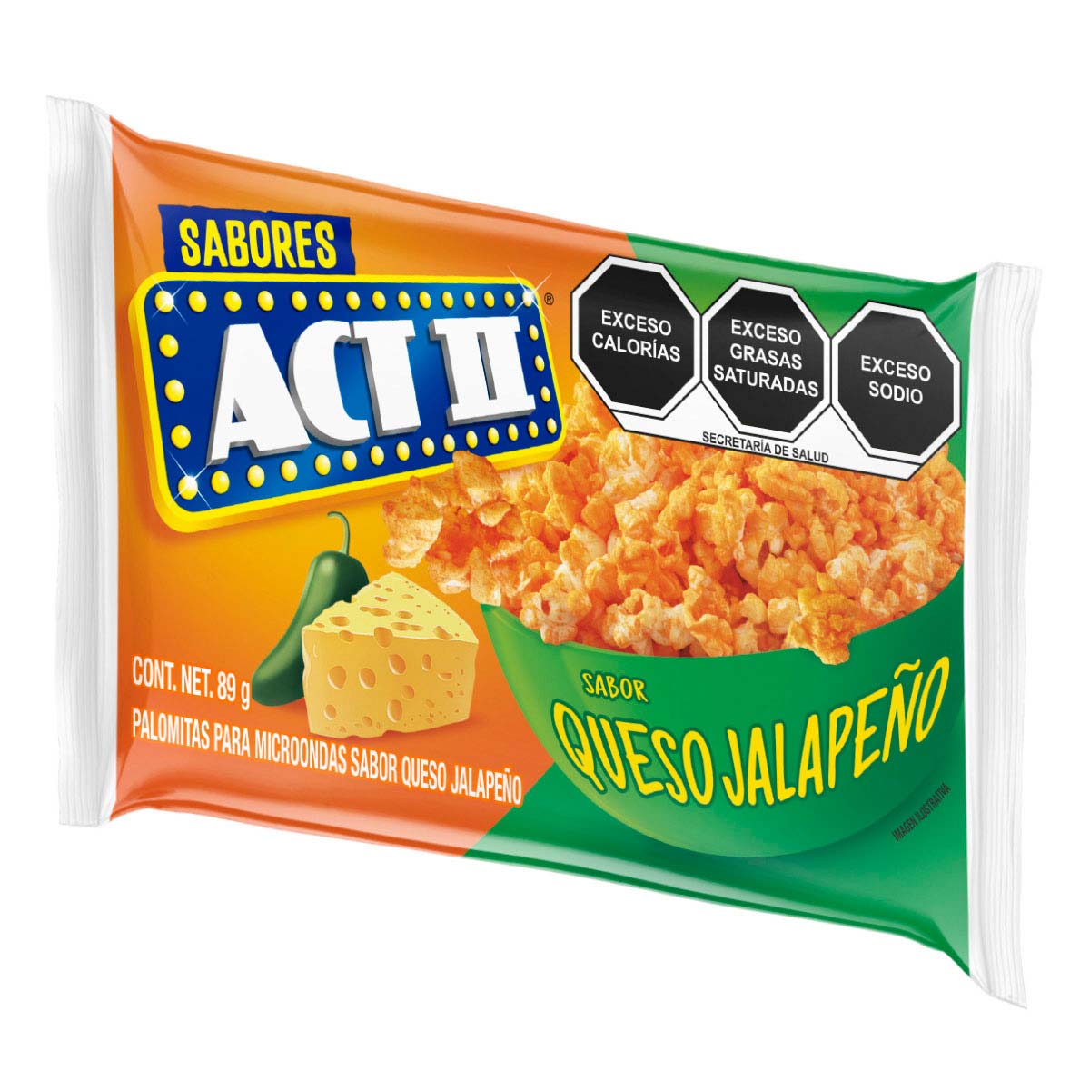 Palomitas ACT II para Microondas Sabor Queso Jalapeño 89g | Chedraui