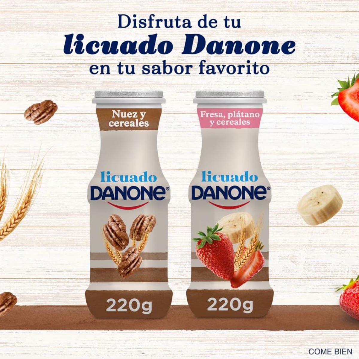 Yoghurt Danone Licuado Bebible Con Fresa Plátano Y Cereal 220g | Chedraui
