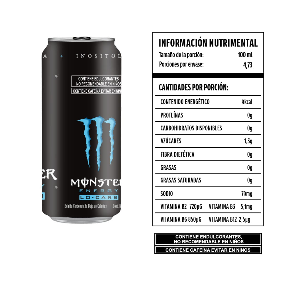 Bebida energética Monster Lo-Carb lata de 473ml | Chedraui