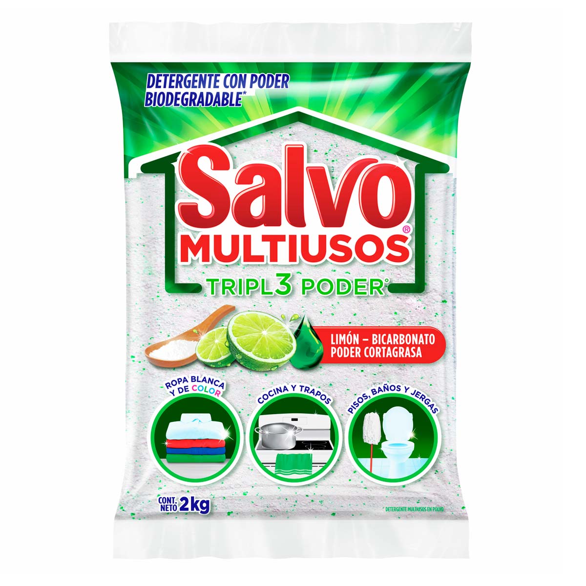 Detergente en Polvo Salvo Multiusos Triple Poder Limón-Bicarbonato 2kg ... Detergente en Polvo Salvo Multiusos Triple Poder Limón-Bicarbonato 2kg ...