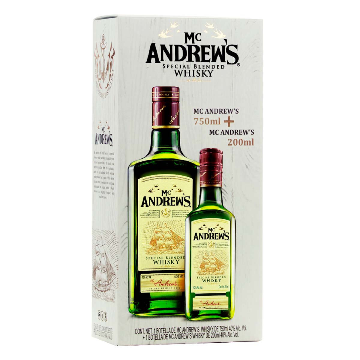 Whisky Mc Andrews 750ml más Botella de 200ml. | Chedraui