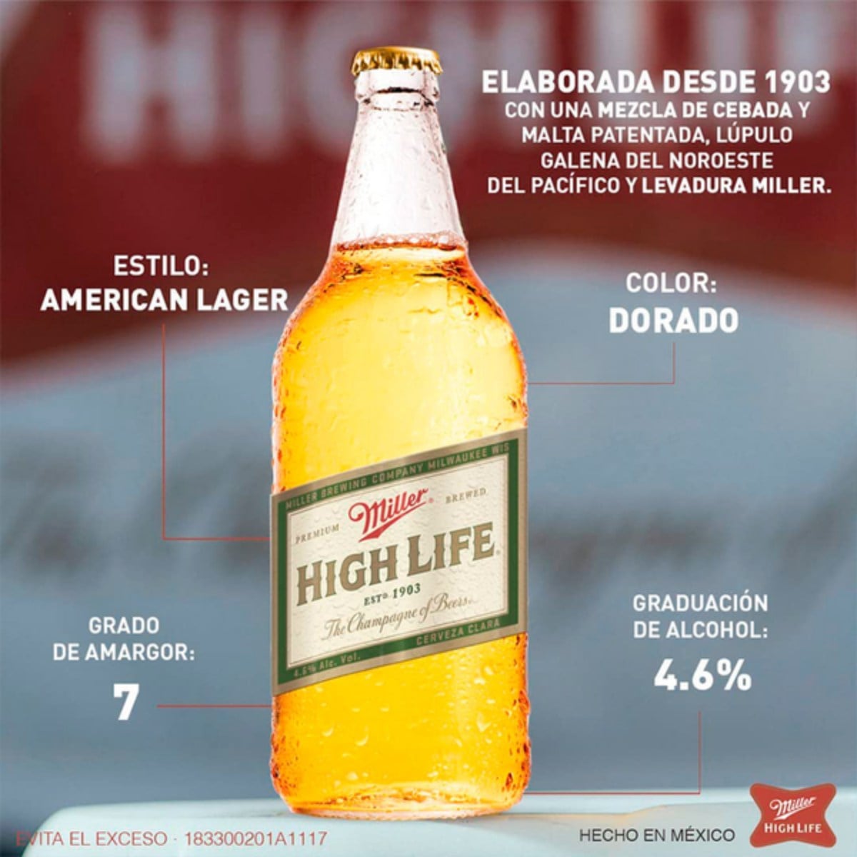 Cerveza Clara Miller High Life Botella 940 ml. | Chedraui