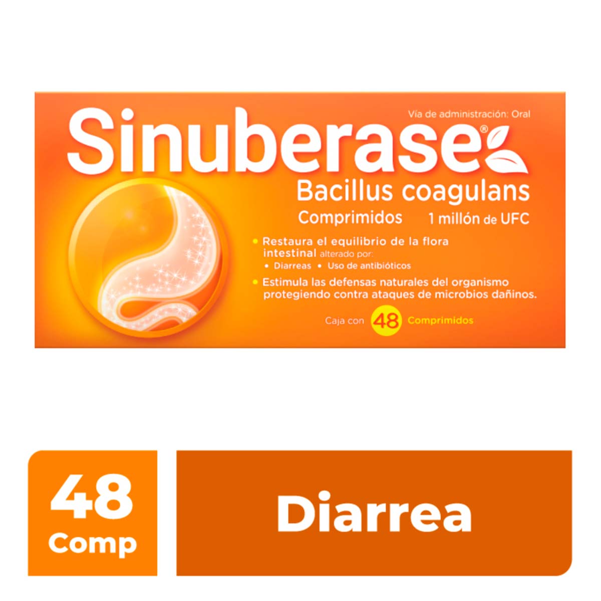 Tabletas Sinuberase Probióticos 1 Billón de UFC Caja con 48 Tabletas ...
