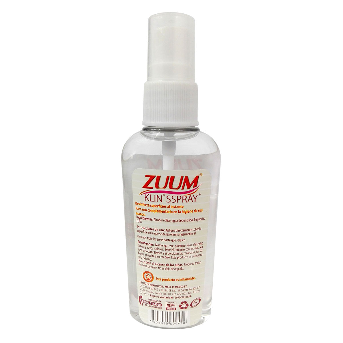 Solución Antibacterial en Spray Zuum Klin 60ml | Chedraui