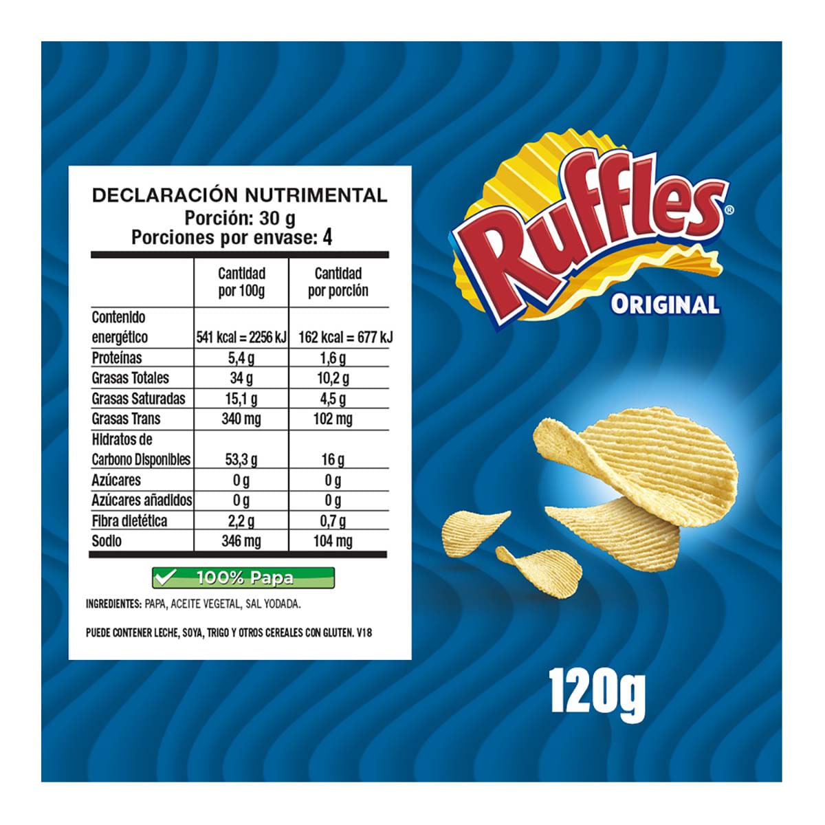 Papas Con Sal Sabritas Ruffles Original 120g | Chedraui