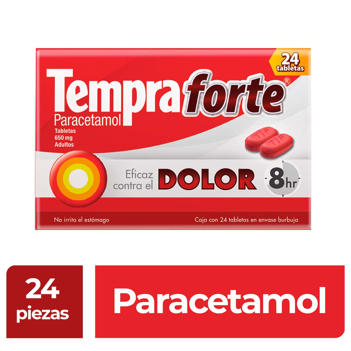 Tabletas Tempra Forte 650mg Paracetamol Adultos 24 Tabletas | Chedraui