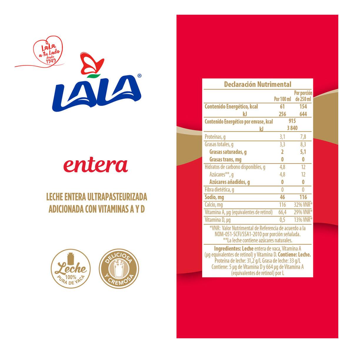 Leche UHT Lala Entera 1.5 L | Chedraui