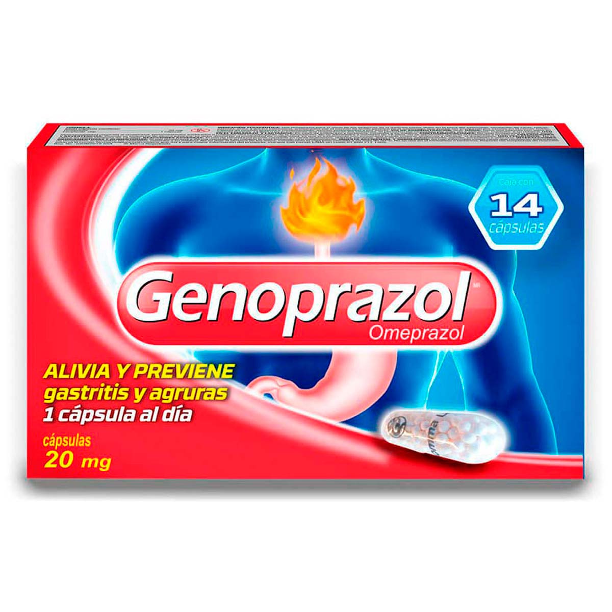 Cápsulas Genoprazol Alivio para la Gastritis 14 Cápsulas | Chedraui