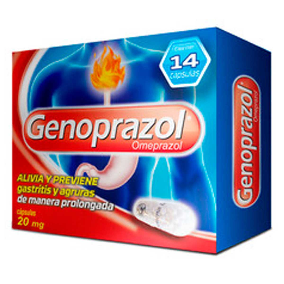 Cápsulas Genoprazol Alivio para la Gastritis 14 Cápsulas | Chedraui