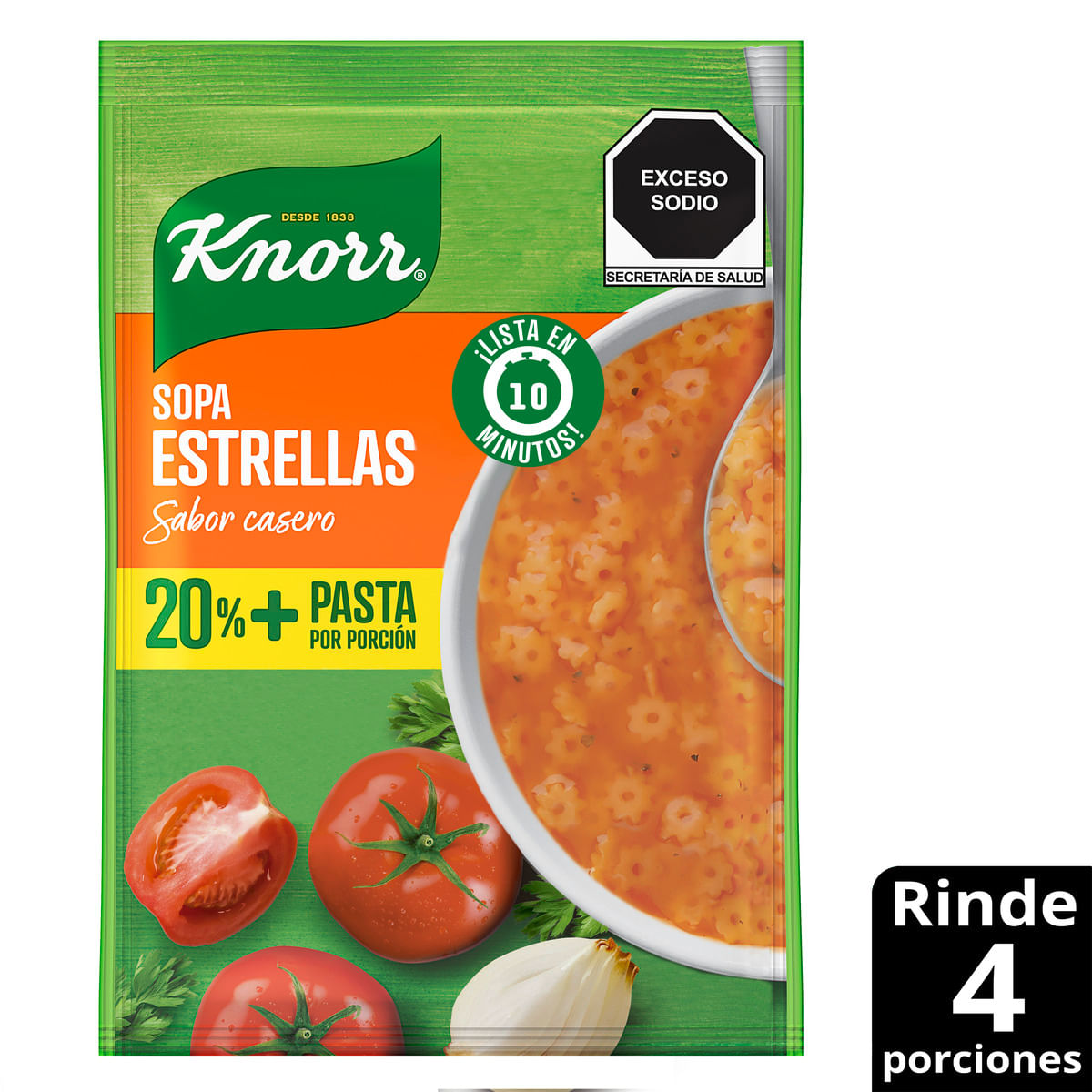 Sopa de Estrellas Knorr 20% Más Pasta 4 porciones 115 g. | Chedraui